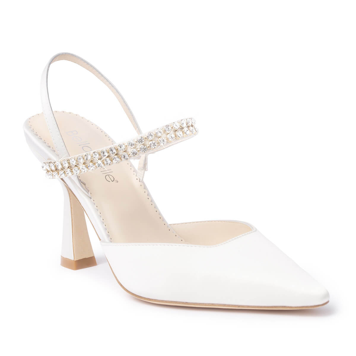 Crystal Strap Pointed Toe Spool Heel Bridal Shoes - Campbell