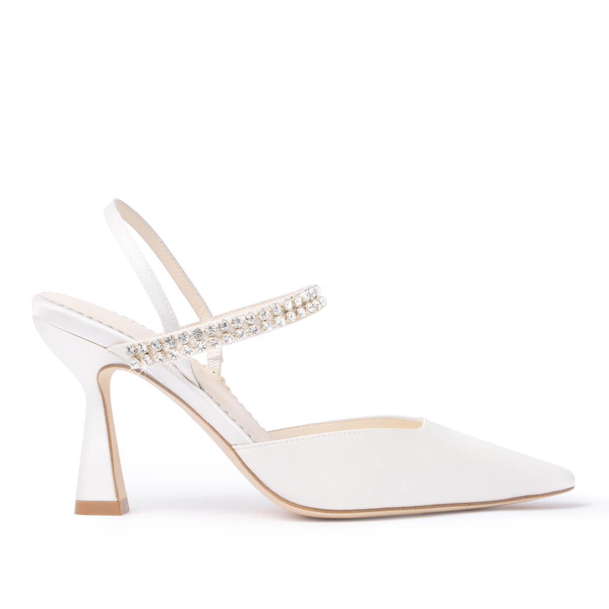 Crystal Strap Pointed Toe Spool Heel Bridal Shoes - Campbell