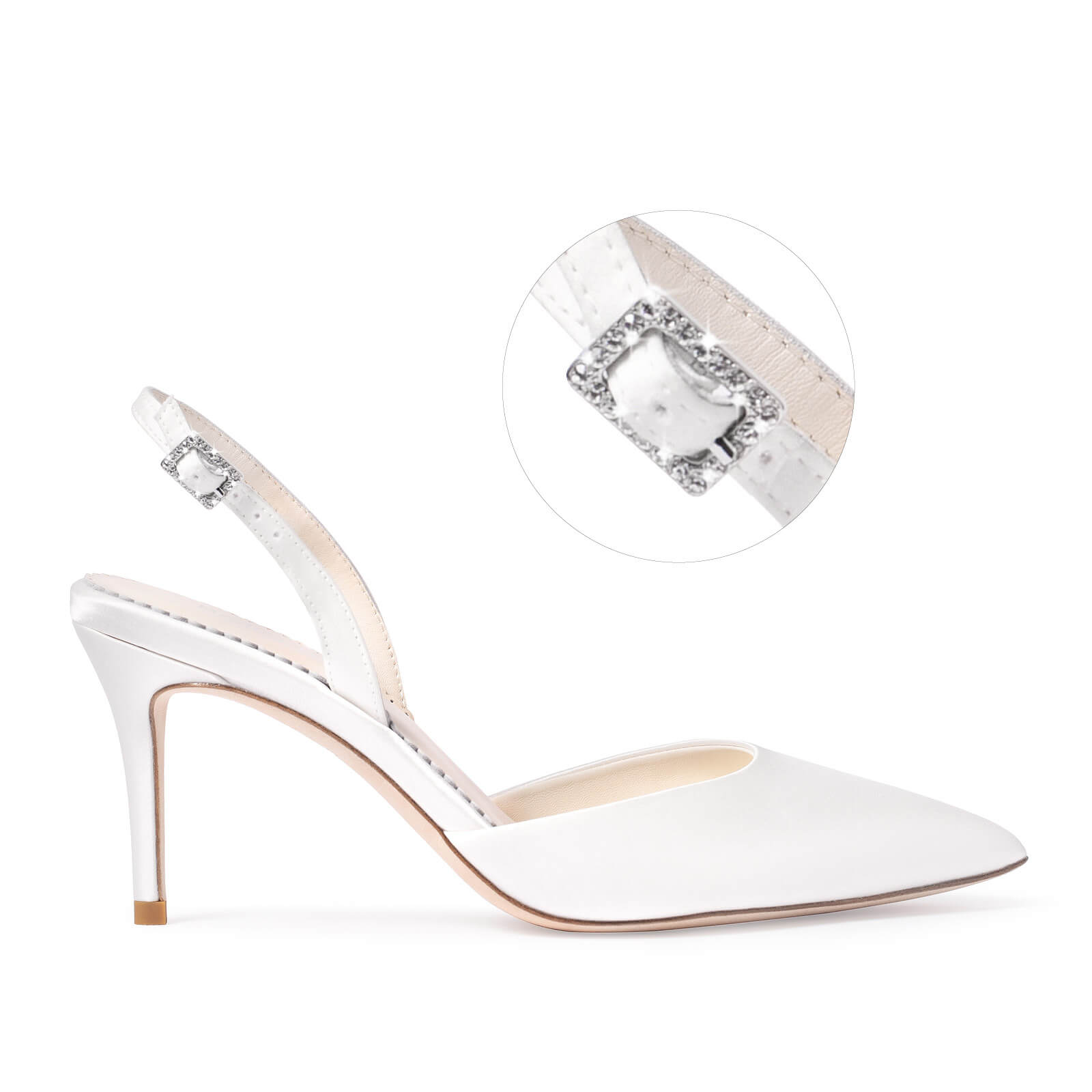 Pointed Toe Ivory Slingback Stiletto Heels