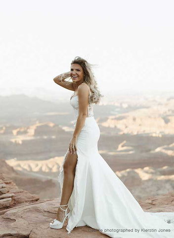 5 Inch Knotted Silk Bridal Platform Block Heel Sandals